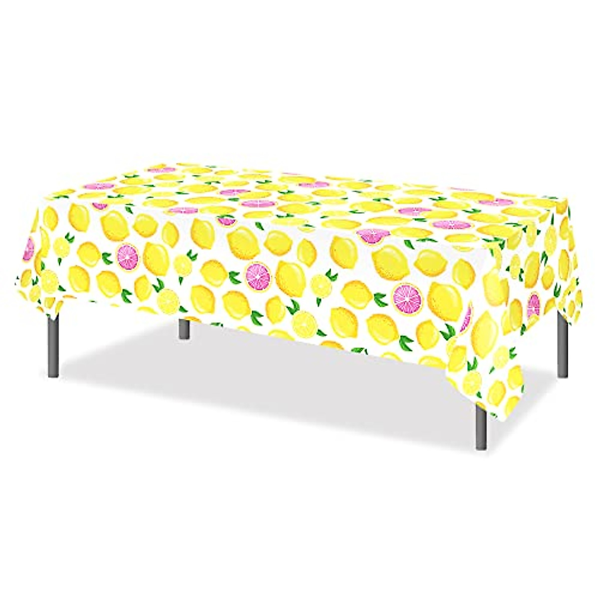 NA 2 Pcs Lemon Plastic Tablecloth, Summer Table Cover Disposable Rectangle Yellow Waterproof Table Cloth for Summer Party Summer Fruit Party Picnic Decor, 54 x 87 Inch