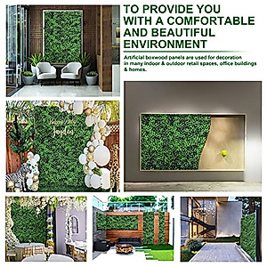 Dprodo 12PCS Artificial Boxwood Hedge Panels 20" x 20" Topiary Hedge Plant UV Protection Indoor Outdoor Privacy Screen for Home Party Decor Greenery Walls Garden Fence Backyard