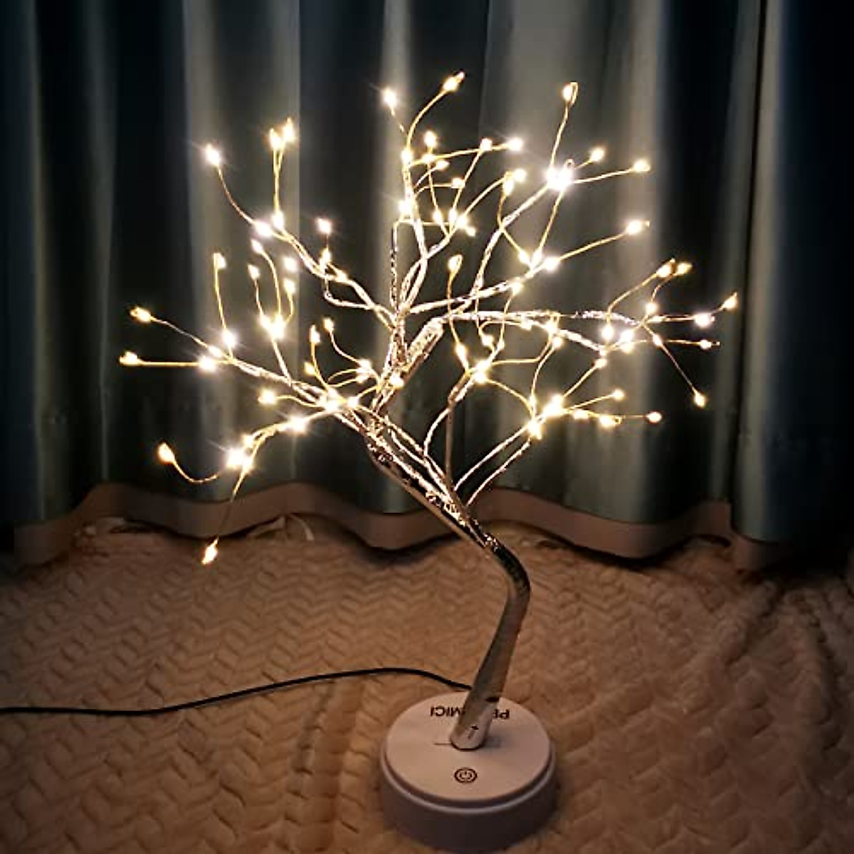 pete mici 108 LED Tabletop Bonsai Tree Light 20’’ Warm White Artificial Fairy Light Tree Battery/USB Operated Twinkling Tree Lamp for Christmas Wedding Home Decoration