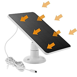 Solar Panel Charger -Weather Resistant, 4W 5V Solar Panel Wall Mounting Low-Power Solar Charging Panel Waterproof for Doorbell Security Camera,Bird Feeder Camera etc. with 300cm Cable Bracket