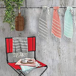 cabanana Cotton Turkish Hand Towel - Set of 2 | Boho Kitchen Tea Towels, 30 x 20 Inches Thin Decorative Bathroom Towel (Black)