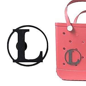 TEYOUYI Decorative Alphabet Lettering-L Accessories Compatible with Bogg Bags,Charm Inserts for Bogg Bag,Personalize Your Tote Bag with Alphabet Letters Black