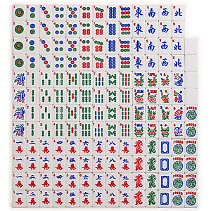 Yellow Mountain Imports American Mahjong Set, Mojave (Ivory) with Brown Soft Case, All-in-One Racks with Pushers, Wright Patterson Scoring Coins, Dice, & Wind Indicator