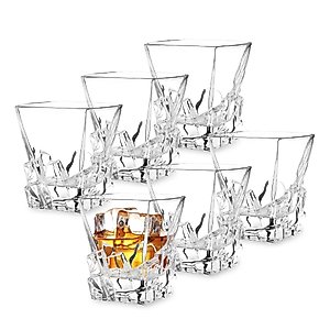 BERKWARE Lowball Whiskey Glasses - Clear Old Fashioned Glasses with Square Top Design for Bourbon, Scotch & More, 9.5oz each (Set of 6)