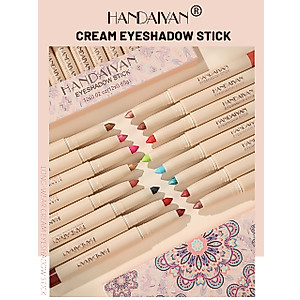 BestLand 12 Pcs Cream Eyeshadow Stick Set Matte Shimmer Rainbow Earth Colors Highly Pigmented Long Lasting Waterproof Eye Shadow stick Eye Liner Makeup with Pencil Sharpener (Set A)