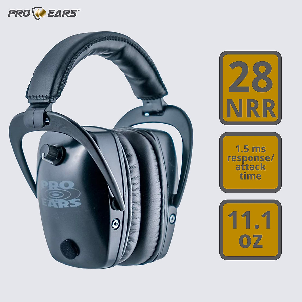 Pro Ears Pro Tac Slim ​Gold Ear Muffs, Military Grade Electronic Hearing Protection & Amplification, DLSC Tech, Made in USA
