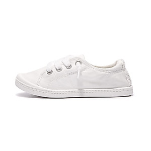 Boy and Girl Slip on Canvas Sneaker, Kids Low Top Casual Fashion Shoes, Comfy Lace up Walking Shoes (2, White, 2)