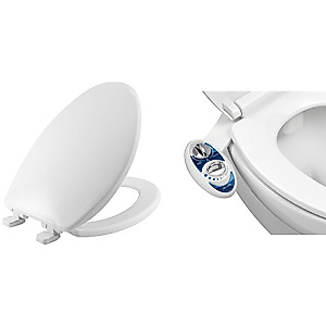 MAYFAIR 1880SLOW 000 Caswell Toilet Seat will Slowly Close and Never Loosen, ELONGATED & LUXE Bidet NEO 185 - Self-Cleaning, Dual Nozzle, Non-Electric Bidet Attachment for Toilet Seat