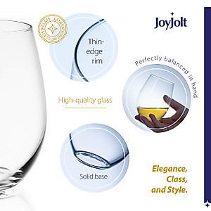 JoyJolt Spirits Stemless Wine Glasses for Red or White Wine (Set of 4)-19-Ounces