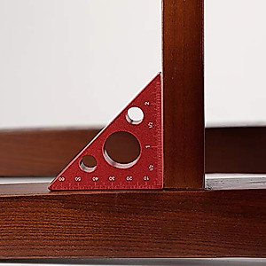 OwnMy 45 Degree Aluminum Alloy Angle Ruler, Inch Imperial Metric Scale Rafter Layout Carpenter Square Triangle Ruler Angle Measurement Tool for Woodworking Workshop Square Measuring Gauging Tool, Red