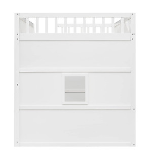 Harper & Bright Designs House Loft Bed Full Size Kids Playhouse Bed, Solid Wood Loft Bed Frame with Window and Ladder, for Girls Boys (Full Size, White)