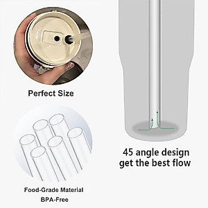 Replacement Straws Compatible with 20oz Stanley IceFlow Stainless Steel Tumbler with Straw-The IceFlow Straw Replacement-Accessories Set Include 6 Hard Straws,1Cleaning Brush