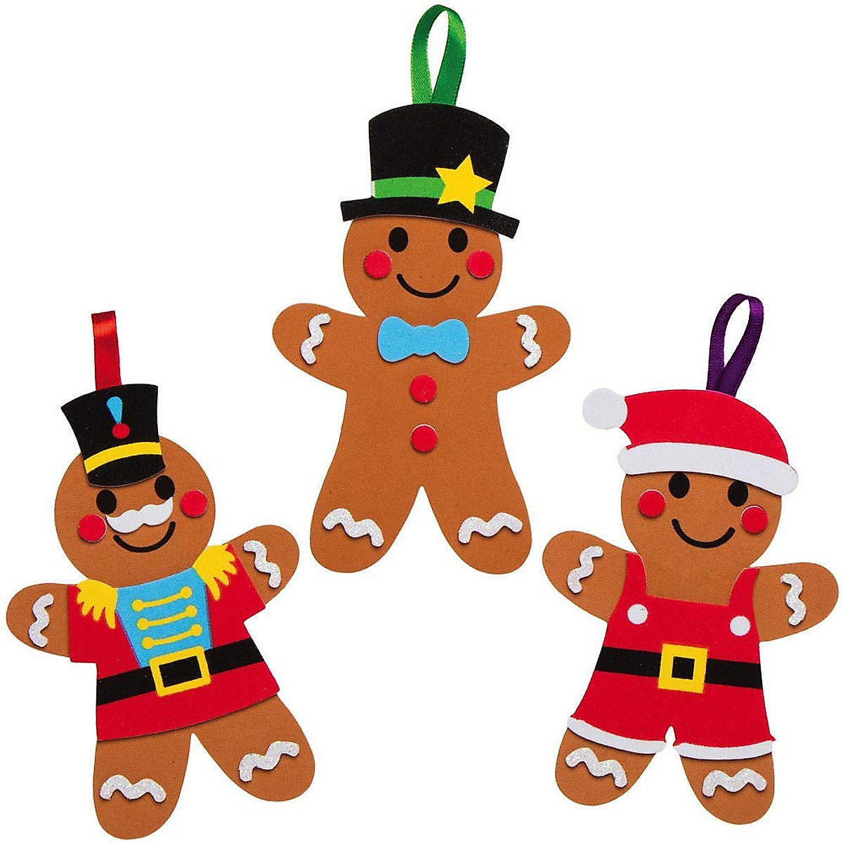 Baker Ross AX357 Gingerbread Man Mix & Match Kits - Pack of 8, Christmas Arts and Crafts and Christmas Decorations for Kids