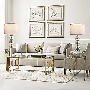 Set of 2 Table Lamps for Living Room Glass Triple-Sphere 27" Tall Table Lamp Contemporary Bedside Desk Nightstand Lamp for Bedroom Living Room Office, Mercury Silver/Chrome