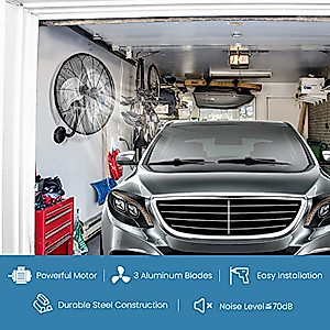 COSTWAY 2-Pack Wall Mount Fan, 21 Inches Heavy Duty Metal Wall Fan with 3 Speeds, 85° Oscillation, 30° Adjustable Tilt Head, Wall-Mounted Aluminum Blades Fan for Garage Warehouse Workshop, Black