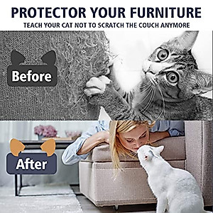 Anti Scratch Furniture Protectors from Cats - 10 Pack Cat Scratch Deterrent Tape Self Adhesive, Clear Plastic Cat Couch Protector for Sofa, Door (6 pcs 17" L 12" W + 4 pcs 17" L 6" W + 50 Pins)…
