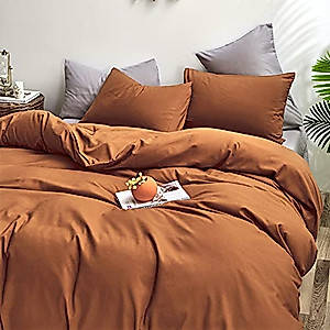 CLOTHKNOW Caramel Pumpkin Comforter Set Queen Burnt Orange Bedding Comforter Sets Brown Queen Comforter Terracotta Bed Comforter Sets Soft Bedding Sets 3Pcs Pumpkin Comforter Sets Queen