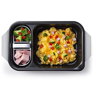 Presto 04634 Bento Electric Cooker - Compact Dual Compartment Cooker for Ramen, Eggs, Veggies and More, Perfect for Dorm Rooms, Includes Spoon/Fork