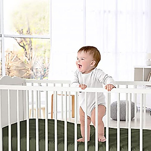 Sweet Jojo Designs Solid Dark Green Gender Nuetral Boy Girl Baby Fitted Crib Sheet Set Nursery Soft Infant Newborn Fits Standard Mattress Toddler Bed Hunter Forest Olive for Rustic Deer Woodland Camo