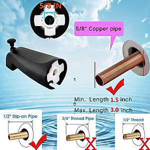 Slip Fit Tub Spout with Pull-Up Diverter for 1/2 inch Copper Tube,5.4 INCHES in Length,Easy to Install,Chrome (Not Applicable to Threaded Pipes) Thickened and Elongated Design 300 Grams