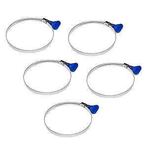 POWERTEC 70127 2-1/2 Inch Key Hose Clamp, Thumb Screw Key Adjustable Stainless Steel Hose Clamps for Dust Collection, Dust Collector and Dryer Vent Hose, Pipe Clamp, RV Clamp, Worm Gear Clamp, 5 pack