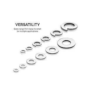 NEIKO 50400A Stainless Steel Lock and Flat Washer Assortment | 350 Piece Set | 12 Different Sizes in Spring Lock and Flat Design | Prevent Loose Fasteners