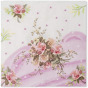 ROYAL BLUEBONNET Paper Plates and Napkins Set, Floral Design, 24 Pieces, Pink, Spring, Disposable Party Supplies