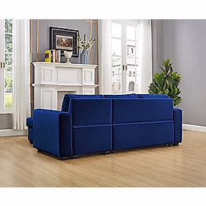 Legend Vansen 91'' L-Shaped Convertible Sectional Sleeper Sofa with Pull-Out Bed and Storage,with Reversible Chaise,Convertible Sofa for Living Room and Apartment