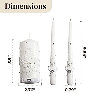 Unity Candles for Wedding Ceremony Set of 3 - Unity Decorative Wedding Candle - 6" Pillar and 2 10" Tapers Candles - Ceremonial Candles Wedding Table Centerpiece - Velas Decorativas para Boda