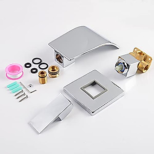 KAPHOME Waterfall Faucet Wall Mount,Brass Bathroom Waterfall Tub Faucet,Wall Mounted Bathtub Filler Tap,Chrome,KHBPC01U