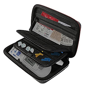 Bobrand Diabetic Supplies Travel Case Organizer Bag for Glucose Monitoring System, Blood Sugar Meter, Test Strips, Syringes, Needles, Pens, Lancets Device, Medication, Pills, Tablets Vials (Black)