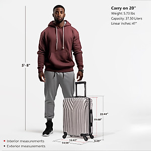 InUSA VASTY Luggage with Spinner Wheels | Durable Lightweight Hardshell Suitcase, Travel Bag with Handle and Trolley, 20-Inch Carry On Small Luggage | Grey