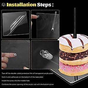 Weoxpr 4 Pack Acrylic Donut Stands Clear Doughnut Dessert Stand Bagels Holder Donut Party Supplies for Wedding, Birthday, Kids, Baby Shower, Easy Assembly (8, 10, 12, 14 Inch)