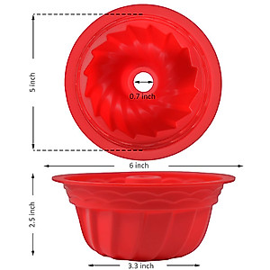 Wisehold Silicone Fluted Cake Pan (5pc), 6 inch Diameter, Nonstick Round Cake Mold, Reusable Silicone Baking Mold Suitable for Making Jello, Cake, Gelatin and Mousse bread