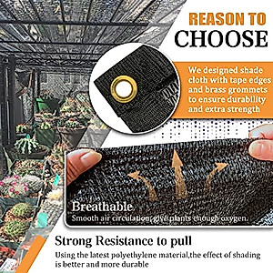 Hortifan 40% Garden Sunblock Shade Cloth, 10 x 20 FT Durable Taped Edge with Grommets UV Resistant Black Garden Shade Net for Plants, Greenhouse, Vegetables and Patio