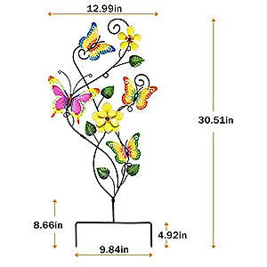 BAYN 30 Inch Butterfly Garden Stake Decor Art Butterfly Metal Wall Decor Trellis for Climbing Plants Outdoor Spring Decor Art Housewarming Gift
