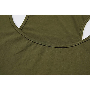 Men's Cotton Workout Tank Tops Dry Fit Gym Bodybuilding Training Fitness Sleeveless Muscle T Shirts (Army Green, Large)