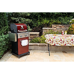 Permasteel 2-Burner Gas Grill | Cast Iron Cooking Grates, Grilling Tools Holder, Foldable Sides, PG-A40201-RD, Cabinet Style, 22000 BTUs – Red