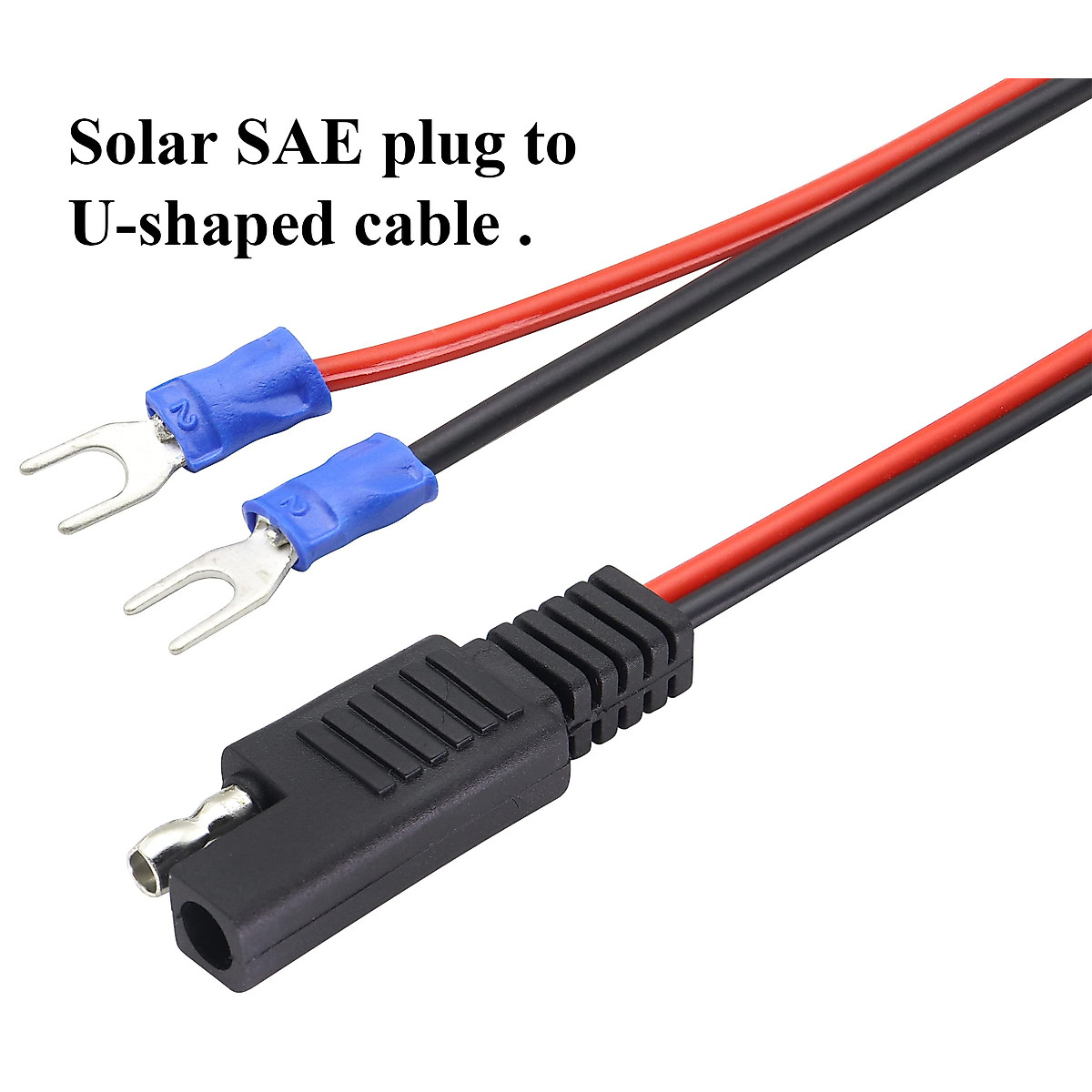 AAOTOKK (2Pack SAE to Fork Ring Terminals Plug Cable U Type Terminal to SAE Power Automotive Solar Panel Charging Cable18AWG 2 Pin Quick Connect/Disconnect Jack SAE Connector(30cm/U Ring)