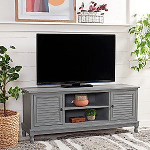 SAFAVIEH Home Collection Tate Distressed Grey 2-Door 1-Shelf Entertainment Stand up to 55" Flatscreen TV Media Unit
