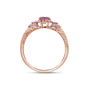 AFFY Simulated Pink Tourmaline Princess Engagement Ring in 14k Rose Gold Over Sterling Silver, Ring Size-9