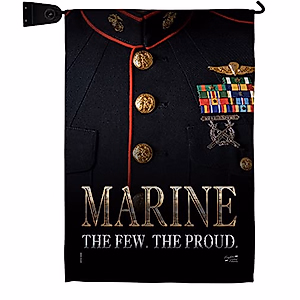 Dress Blue Marine Garden Flag - Set Mailbox Hanger Armed Forces Corps USMC Semper Fi United State American Military Veteran Retire Official - House Banner Small Yard Gift Double-Sided 13 X 18.5