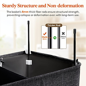 Lifewit 160L Laundry Hamper 3 Section, Extra Large Laundry Basket with Lid, Dirty Clothes Basket with Handle, Divided Laundry Sorter Organizer with 3 Removable Washing Bags, Dark Gray