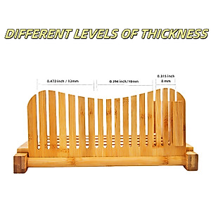 Bamboo Bread Slicer For Homemade Bread With Crumb Tray Bread Cutting Guide Bread Loaves Cutting Board With Magnetic Breads Knife Holder Adjustable Thickness Foldable Bread Cutter