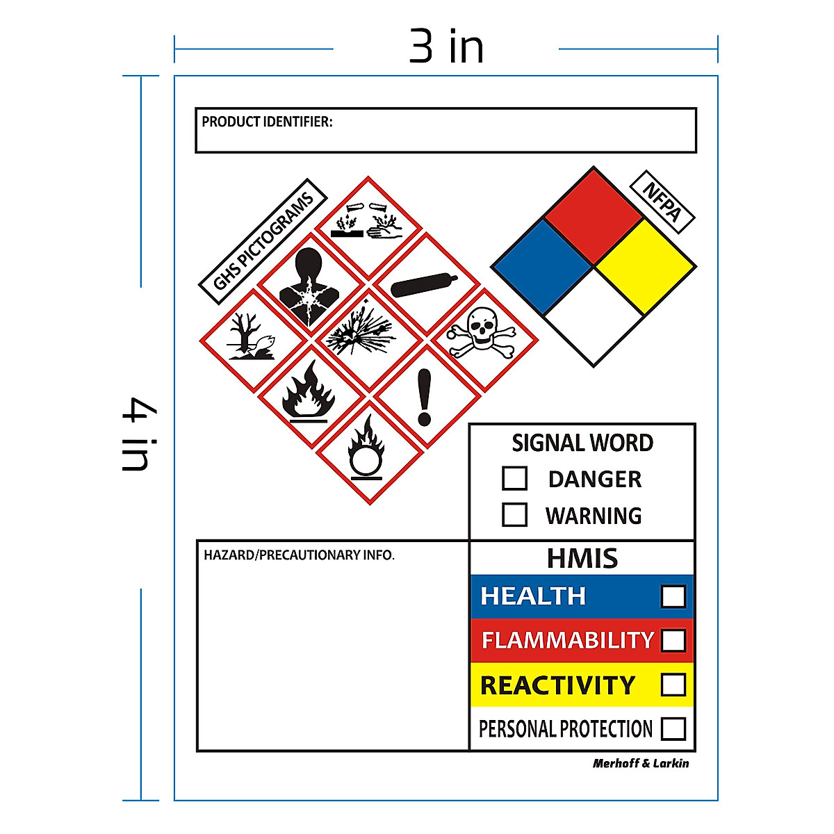 SDS OSHA Data Labels for Chemical Safety 4 x 3 Inches | Roll of 250 MSDS Stickers with GHS Pictograms & Perforated Edges for Easy Separating | HMIS & Hazard Compliant | Secondary Containers