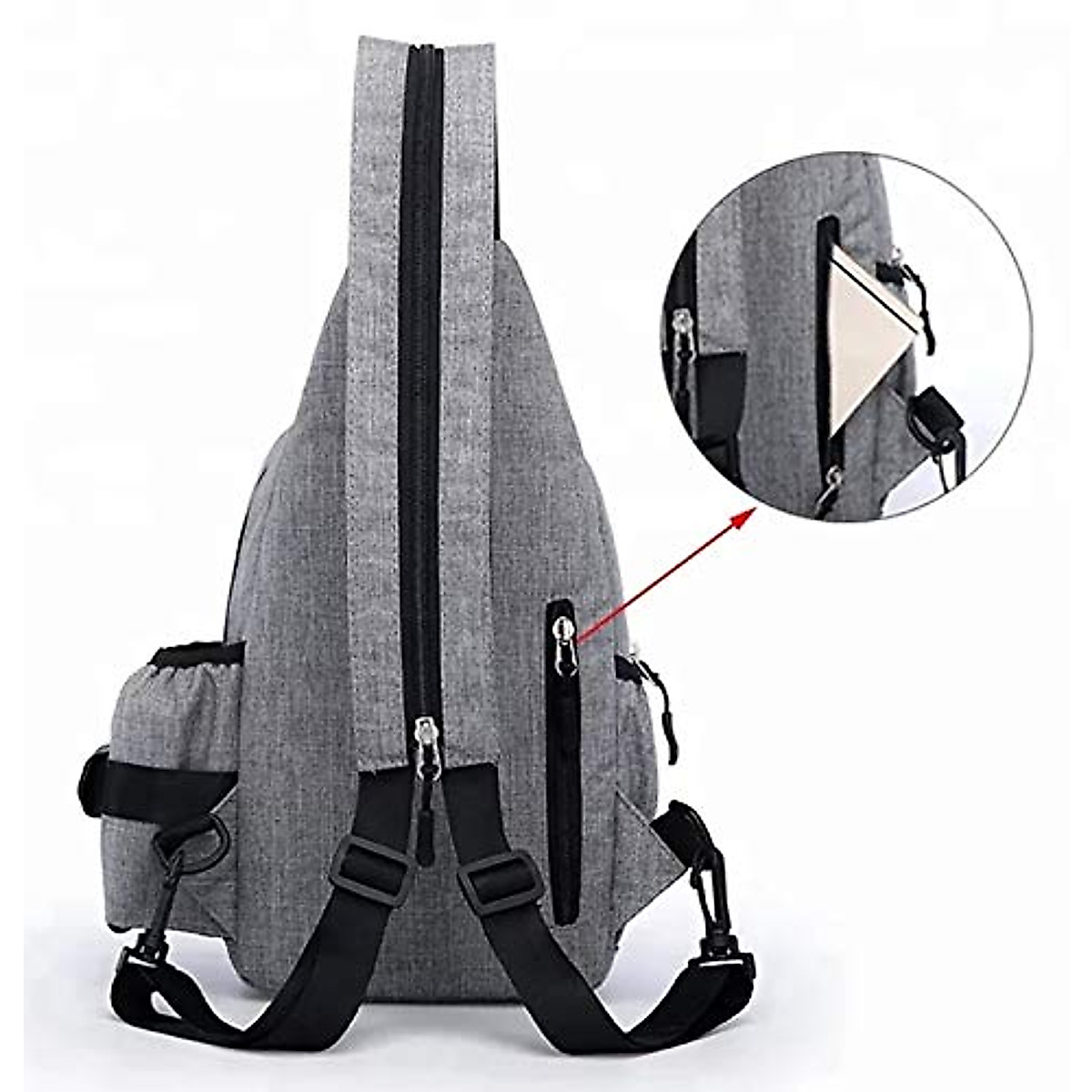 DOUBLE A IRON Sling Bag Crossbody Shoulder Multipurpose Casual Daypacks with Earphone Hole for Men Women - Gray