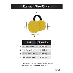 surell Genuine Faux Fox Earmuff with Velvet Band, Winter Fashion Ear Warmers, Perfect Elegant Women's Luxury Gift (Black)