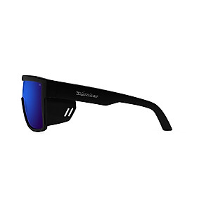 BOMBER Saftey Glasses for Men and Women, Blue Mirror Safety Lens, with Matte Black Square Frame and Non Slip Foam lining, Removable Side Shields included, z87 Compliant - BZ103BM