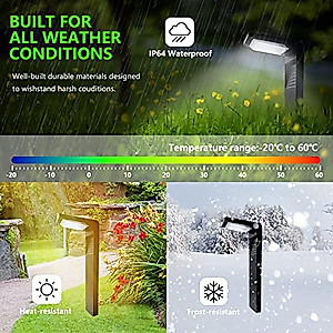 Cattlite Solar Outdoor Lights,L-Shaped Black Solar Pathway Lights,IP65 Waterproof Solar Garden Lights,for Path Patio Yard Walkway Warm White-2 Pack