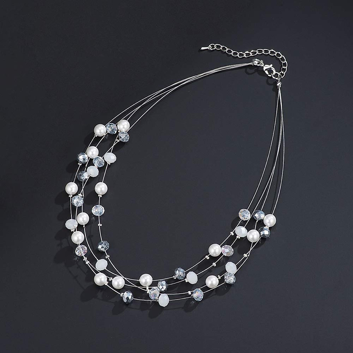 Layered Choker Freshwater Pearl Necklace - Fashion Jewelry Necklace Gifts For Women Mom (15-White)